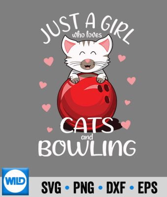 Cat Bowling Ball Funny SVG, Bowling SVG