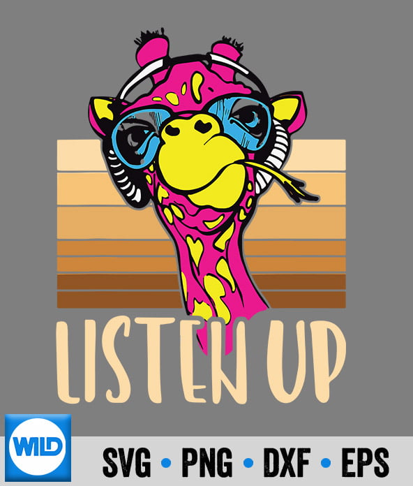 Listen Up Giraffe Music Vintage Cute SVG, Giraffe SVG Cut File - WildSvg