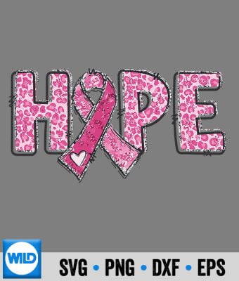 Hope Pink Ribbon Cancer SVG, Cancer SVG Cut File - WildSvg
