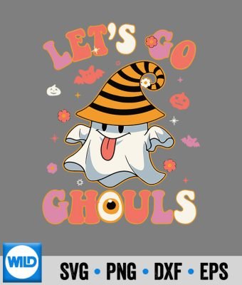 Ghost SVG, Vintage Retro Lets Go Ghouls Cute Halloween Ghost Costumes ...