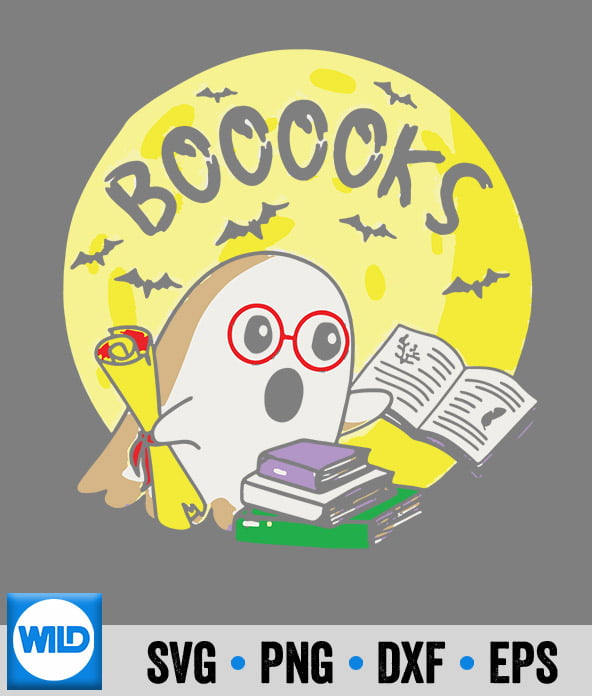 Reading Book SVG, Halloween Booooks Ghost Reading Boo Read Books ...