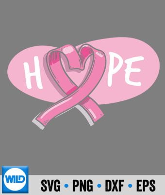 Cancer SVG, Hope Breast Cancer Awareness Pink Heart Ribbon SVG Cut File ...