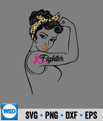 Cancer SVG, Fighter Rosie The Riveter Breast Cancer Awareness SVG Cut ...