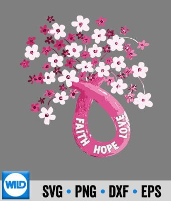 Cancer SVG, Faith Hope Love Pink Ribbon Breast Cancer Awareness SVG Cut ...