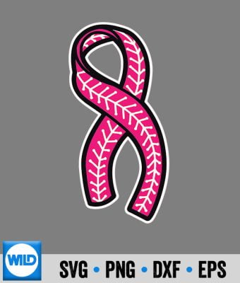 Cancer SVG, Baseball Pink Ribbon Breast Cancer Awareness SVG Cut File ...