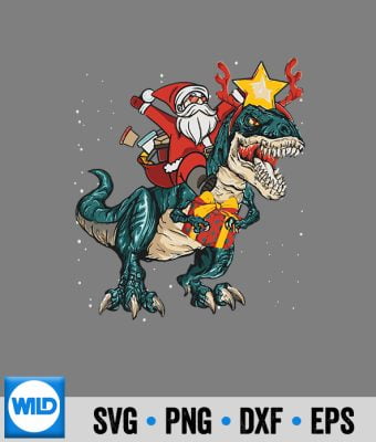 Santa Riding Dinosaur SVG, Santa Riding Dinosaur T Rex Christmas Party ...