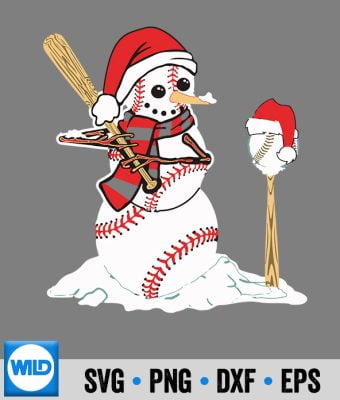 Baseball SVG, Baseball Christmas Snowman Playing Baseball SVG Cut File ...