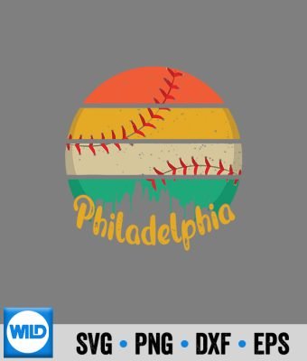 Philadelphia Baseball SVG, Vintage Retro Philadelphia Baseball Skyline ...