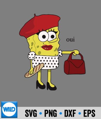 Spongebob SVG, French Spongebob With Oui Vintage SVG Cut File - WildSvg