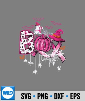 Boo Halloween Breast Cancer SVG, Boo Halloween Pumpkin Pink Ribbon ...