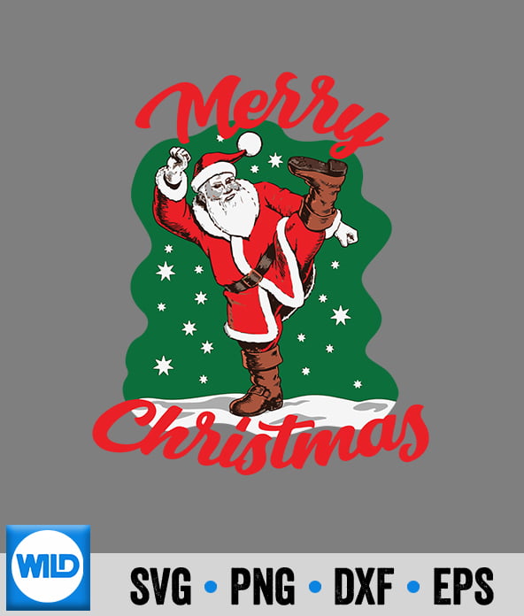 Christmas SVG, Santa Claus Karate Kick Merry Christmas Martial Art Xmas ...