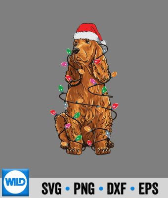 Cocker Spaniel SVG, Christmas Cocker Spaniel Santa Hat Dog Xmas Lights ...