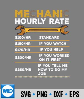 Mechanic SVG, Mechanic Hourly Rate Labor Rates SVG - WildSvg