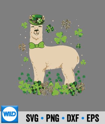 St Patricks Day SVG, Llama Green Buffalo Plaid Lucky Shamrock St ...