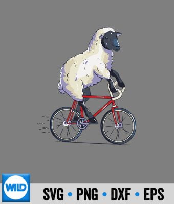 Sheep SVG, Sheep Riding Bicycle Cute Biker Cyclist SVG - WildSvg