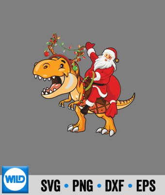 Dinosaur SVG, Xmas Holiday Santa Riding Trex Dinosaur Christmas SVG ...