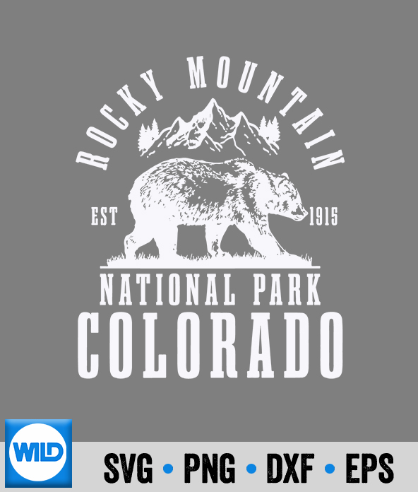 Hiking SVG, Rocky Mountains Colorado Vintage National Park Bear Hiking ...