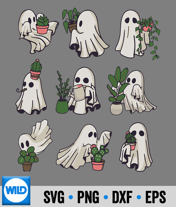 Halloween SVG, Cute Ghost Plant Lady Halloween Plant Lovers Gardening ...