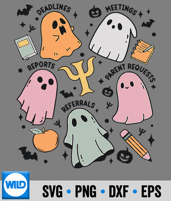 Halloween SVG, Retro School Psychologist Halloween Groovy Psych Ghost ...