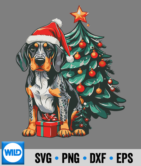 Christmas SVG, Christmas Bluetick Coonhound Santa Hat Xmas Family SVG ...