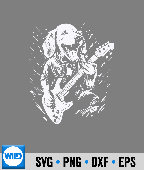 Guitar SVG, Dog Playing Bass Guitar For Animal Playing Guitar SVG - WildSvg