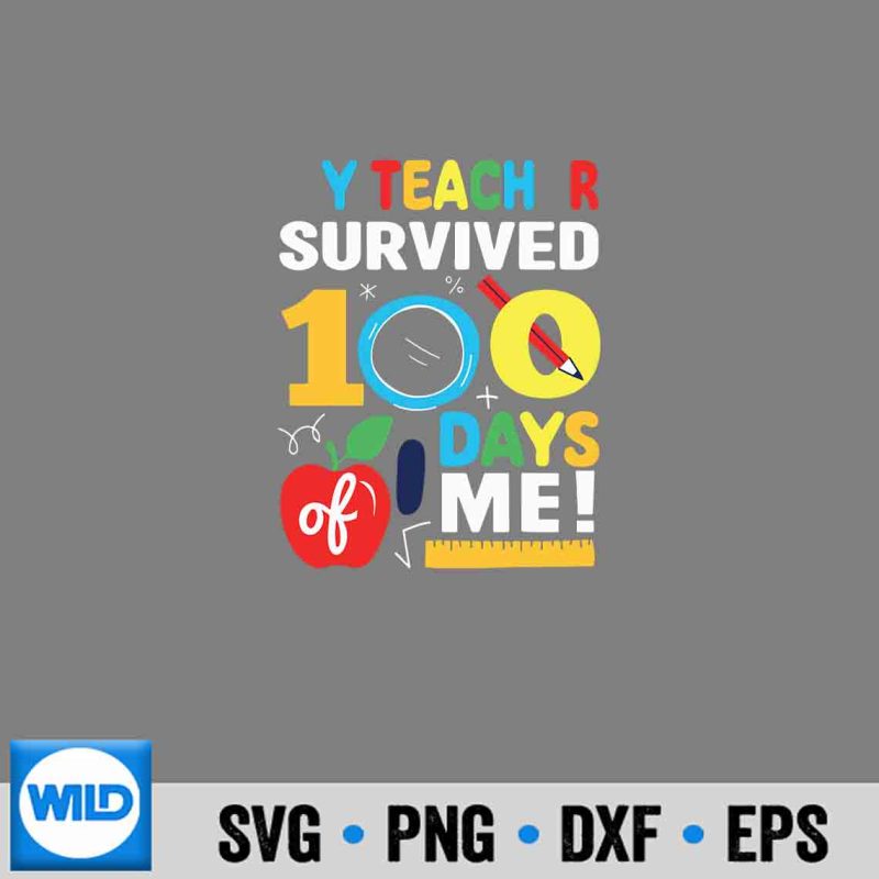 Monster SVG, My Teacher Survived 100 Days Of Me Happy 100th Day Of ...