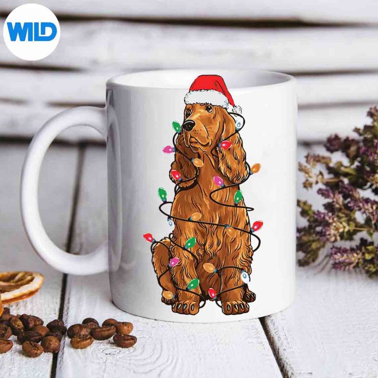 Cocker Spaniel SVG, Christmas Cocker Spaniel Santa Hat Dog Xmas Lights ...