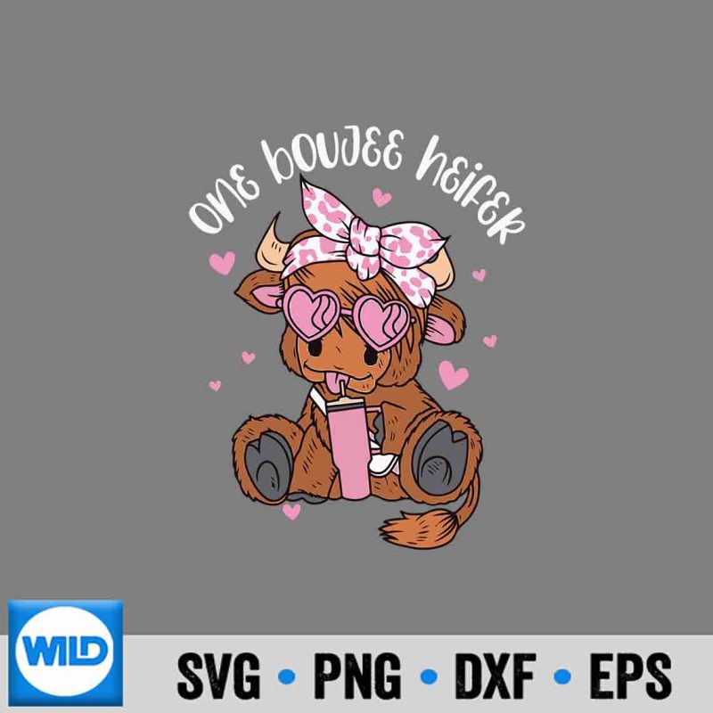 Valentines Day SVG, One Boujee Heifer Highland Cow Tumbler Happy ...