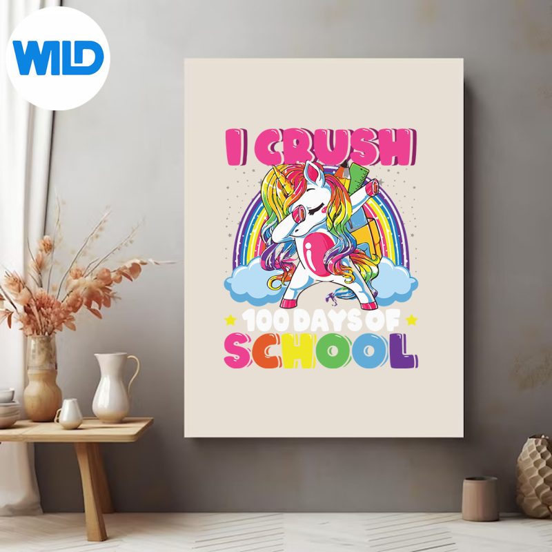 I Crush 100 Days Of School 100th Day Unicorn Dabbing SVG Cut File - WildSvg