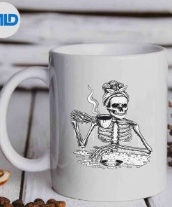 Halloween SVG, Skeleton Drinking Coffee Lazy Easy Halloween SVG - WildSvg