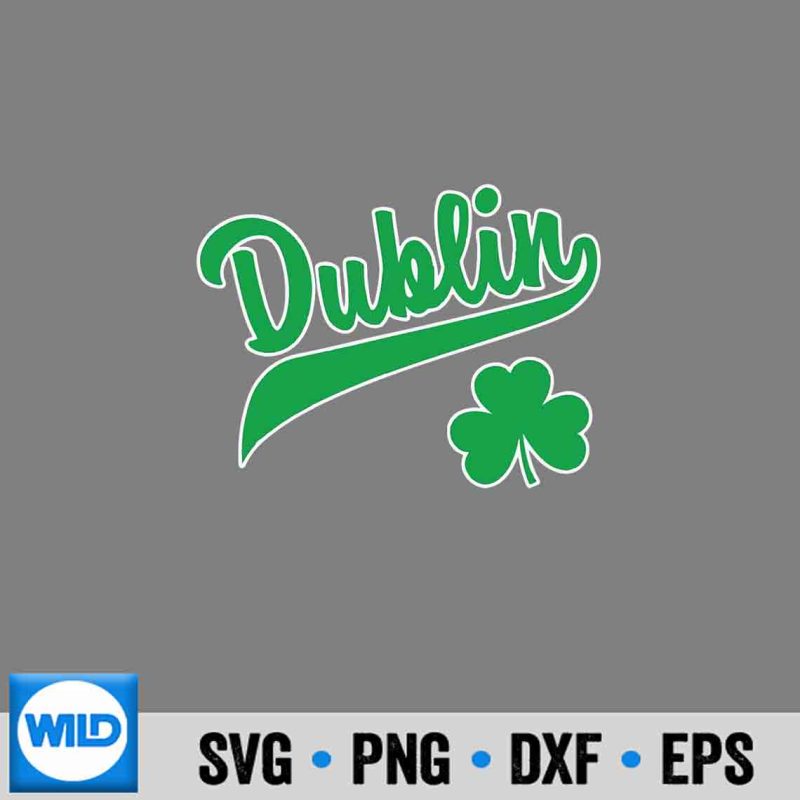 Dublin SVG, Dublin Sports Script Shamrock Green Print White Outline SVG ...