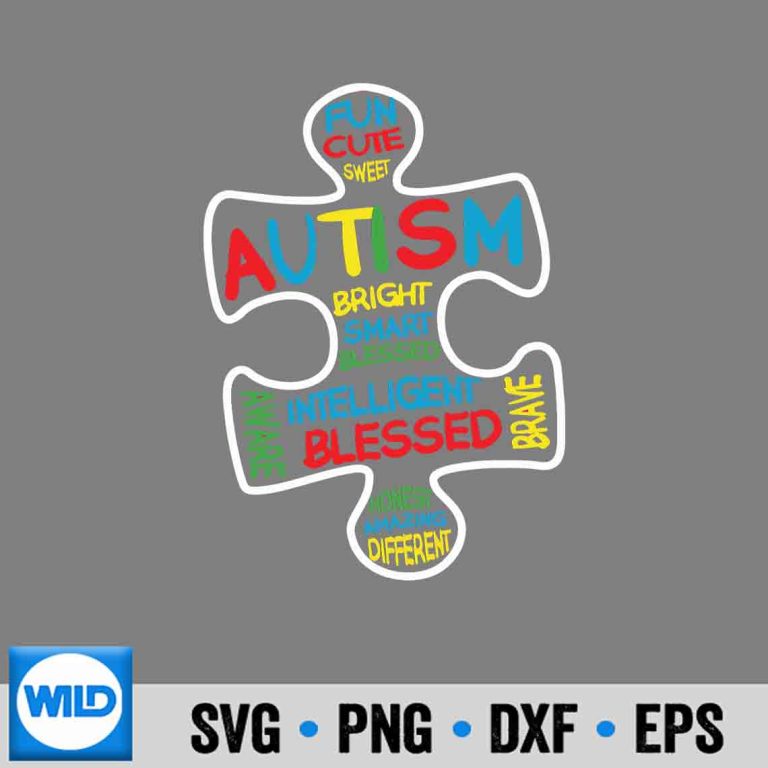 Autism Mom SVG, Autism Awareness Month Puzzle Piece Words Autistic SVG ...