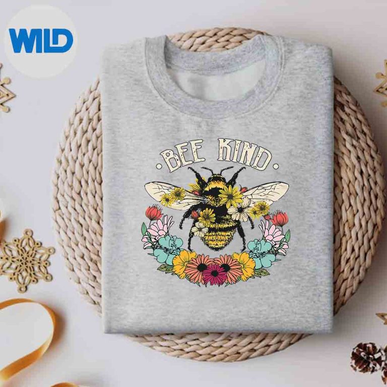 Be Kind Bee SVG, Be Kind Bee Kind Fowers Aestehtic SVG - WildSvg