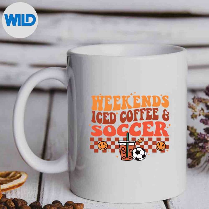 Weekends Iced Coffee SVG, Weekends Iced Coffee Soccer Retro Groovy ...