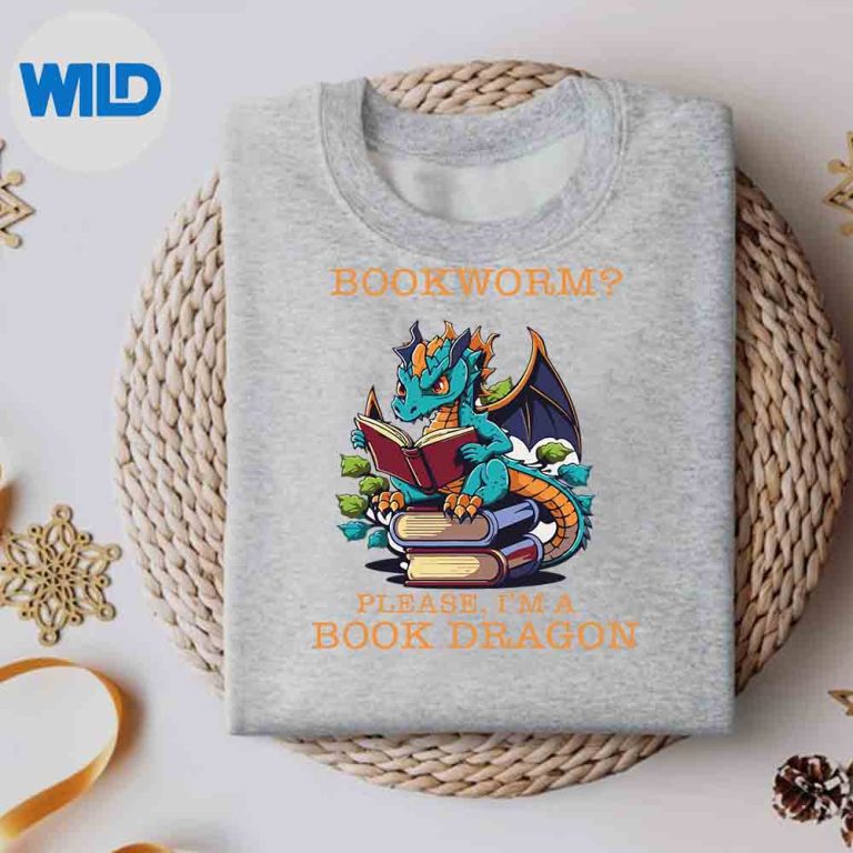 Bookworm Dragon SVG, Bookworm Book Dragon Vintage SVG - WildSvg