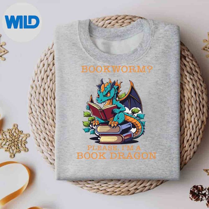 Bookworm Dragon SVG, Bookworm Book Dragon Vintage SVG - WildSvg