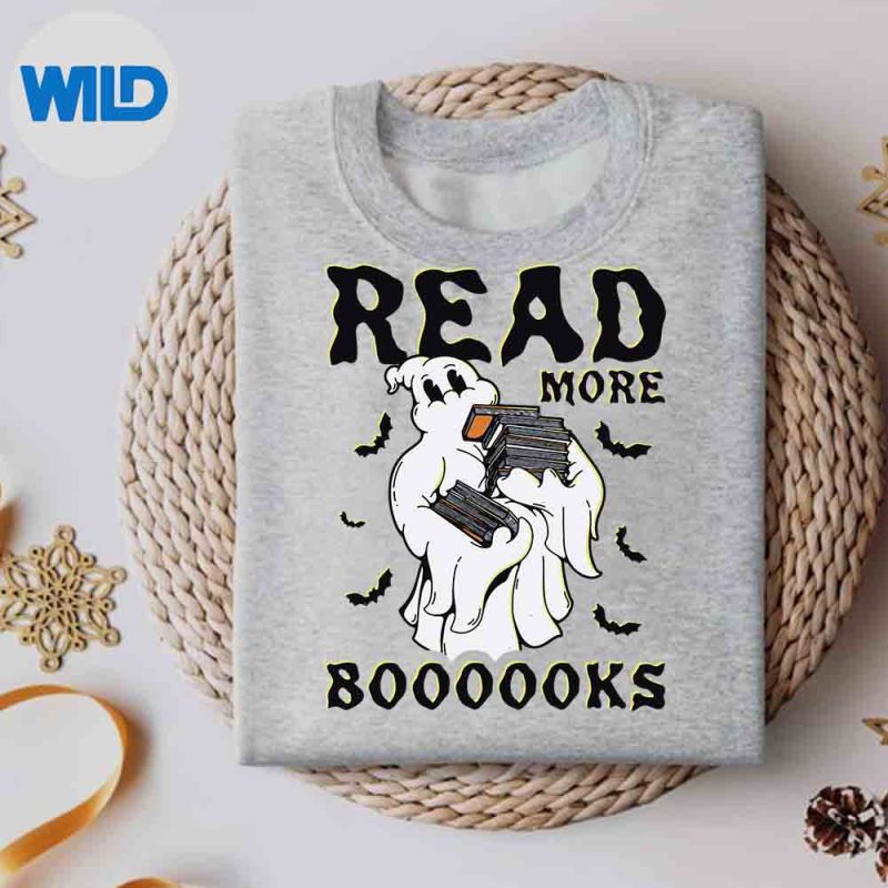 Halloween Book SVG, Read More Boooooks Halloween Book Reading Ghost SVG ...