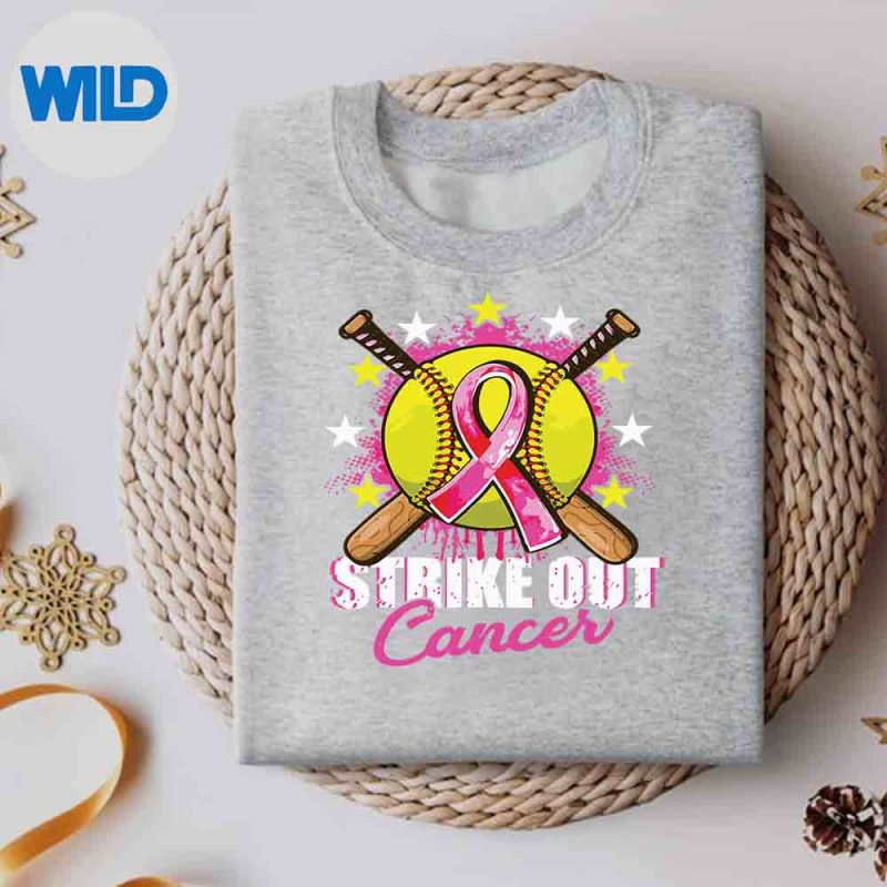 Softball Breast Cancer SVG, Strike Out Breast Cancer Awareness Day Pink ...