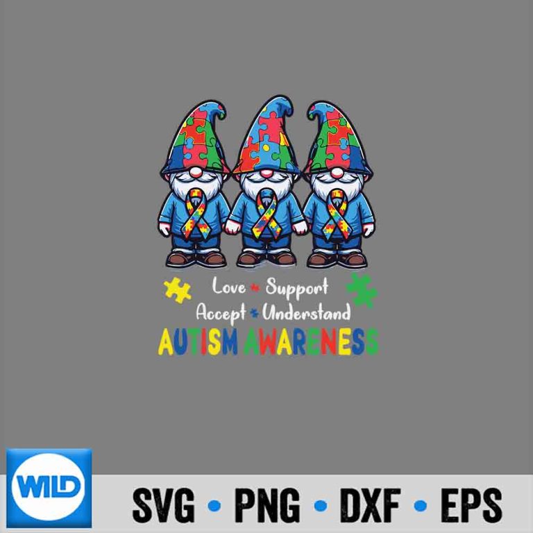 Autism Support SVG, Autism Puzzle Gnomes Autism Awareness Month SVG ...