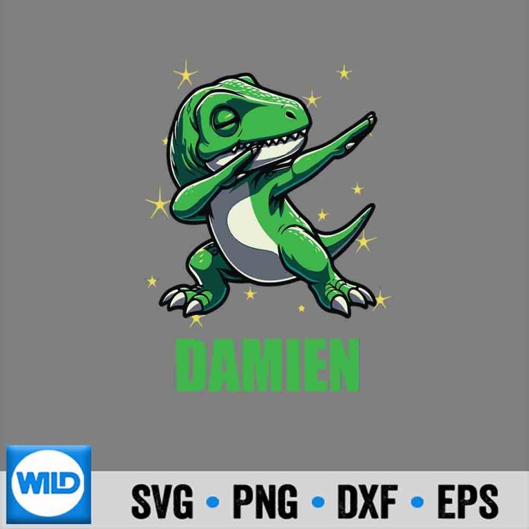 Damien SVG, Damien Dinosaur Dabbing T Rex Personalized Name SVG - WildSvg