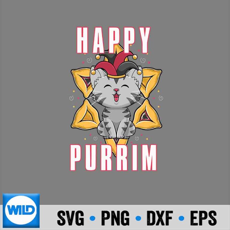Purim SVG, Happy Purim Jewish Holiday Purrim Cat Hebrew Jew SVG - WildSvg