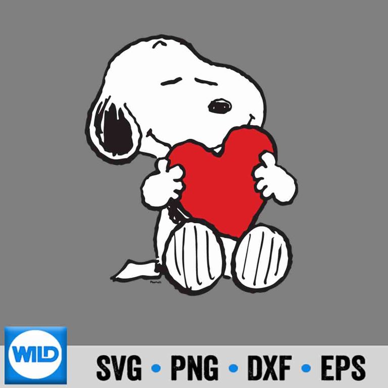 Valentines Day SVG, Peanuts Valentine Snoopy Hugging Heart SVG - WildSvg