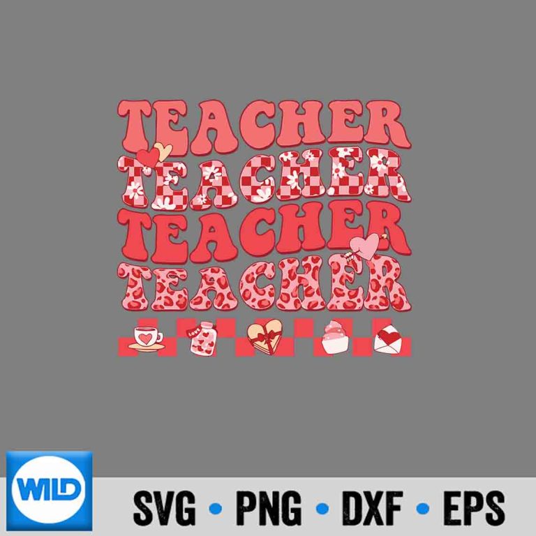 Valentines Day SVG, Teacher Valentines Day Hippie Sweet Heart Teacher ...