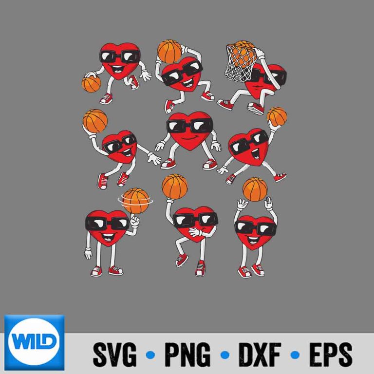 Valentines Day SVG, Valentines Day Basketball Heart Dunking Dribbling ...