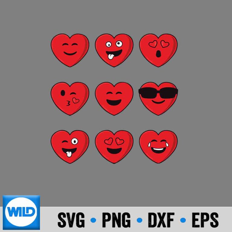 Valentines Day SVG, Valentines Day Silly Faces Hearts Girls SVG - WildSvg