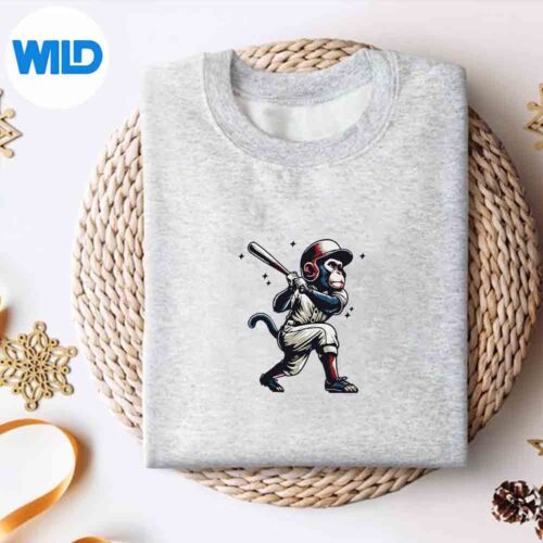 Baseball SVG, Baseball Player Monkey Chimp Swinging Baseball Bat Retro ...