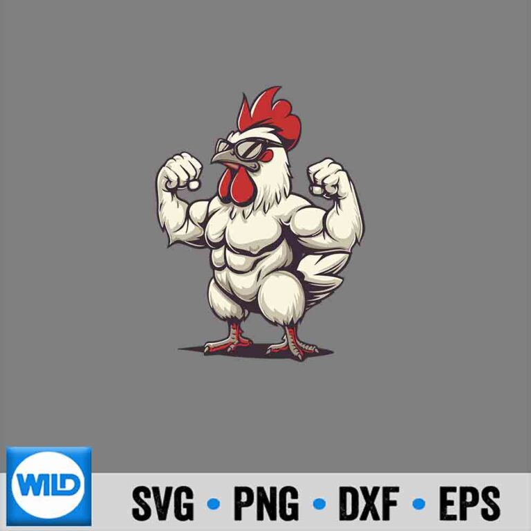 Chicken SVG, Chicken Fitness Training Bodybuilder Muscle SVG - WildSvg