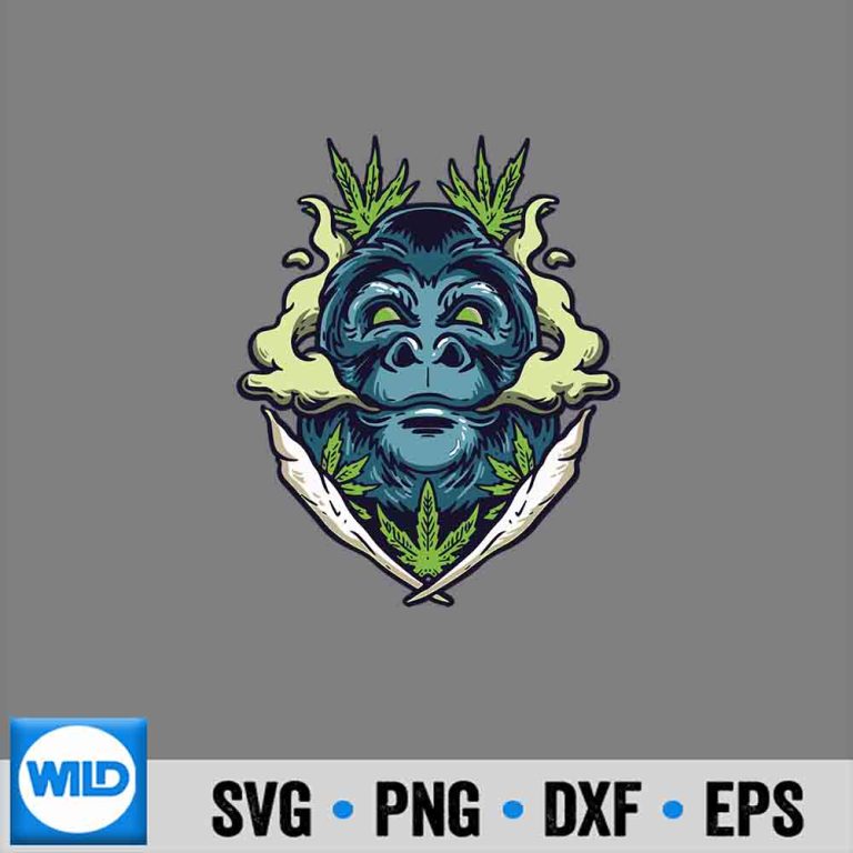 Weed SVG, Gorilla Smoking Weed Marijuana Cannabis Smoker Ape SVG - WildSvg