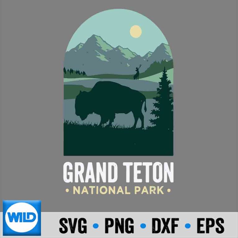 Bison SVG, Grand Tetons Bison Buffalo Grand Teton National Park SVG ...