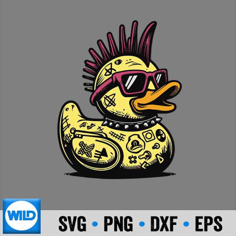 Punk SVG, Punk Rocker Rubber Duck Rocker Duckling SVG - WildSvg